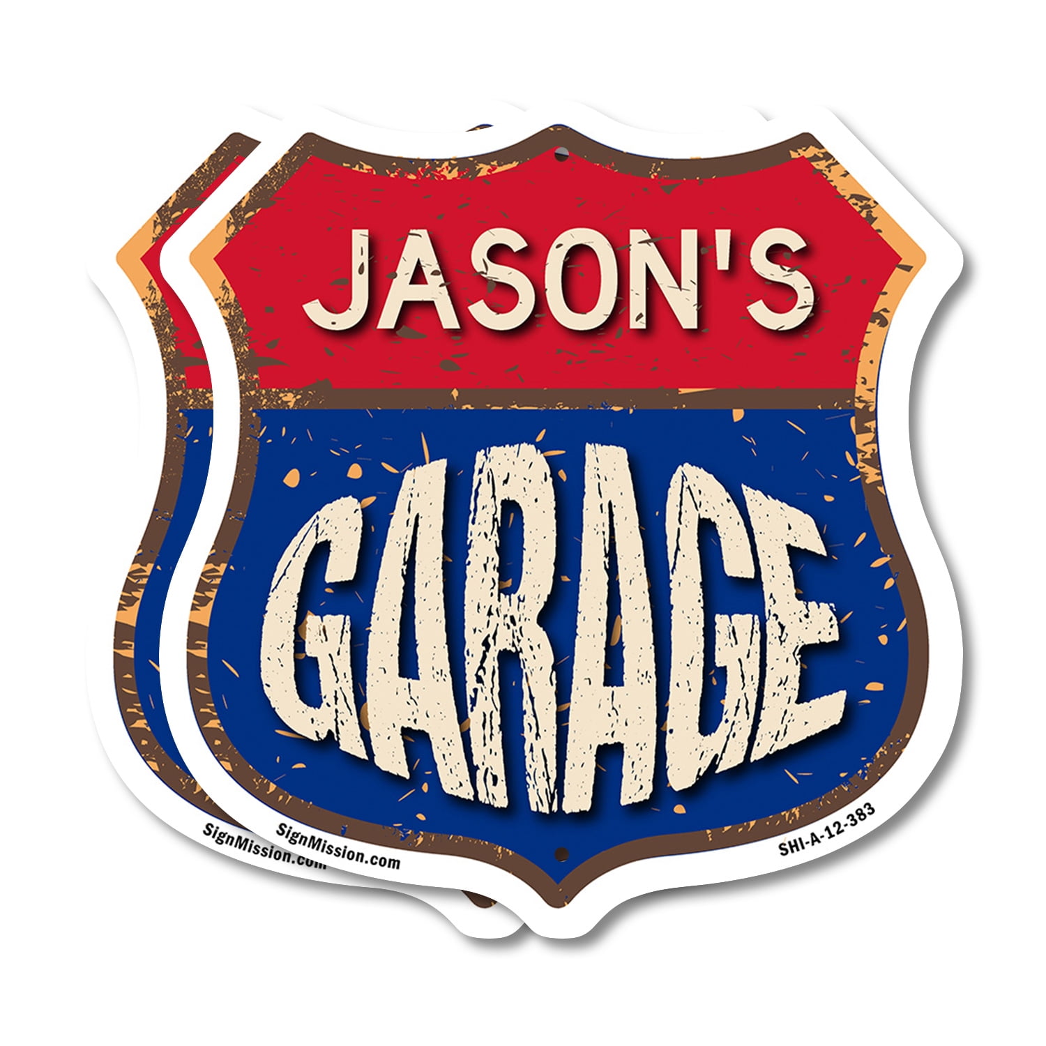 Jason's Garage (2 Pack) 12 inch X 12 inch Shield-Shaped Rust-Free ...