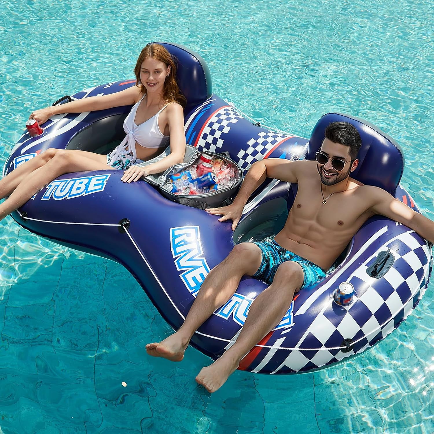 Jasonwell Inflatable River Tube Float - 2 Person Heavy Duty River Float Pool Floats with ...