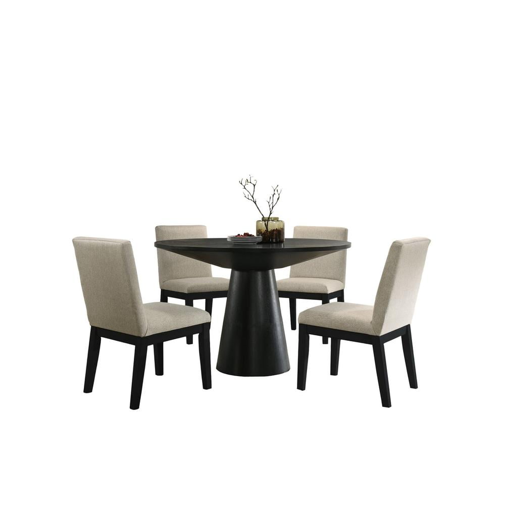 Lilola Home 5 Piece Contemporary Round Dining Table Set with Black ...