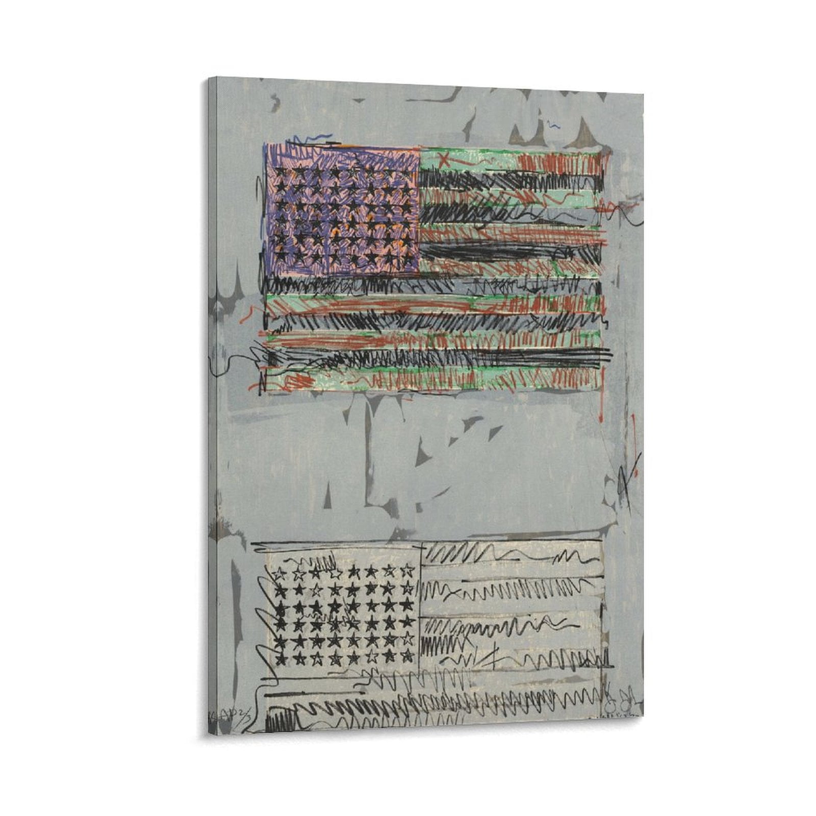 Jasper Johns Flags II Large Canvas Printing Famous Paintings Office ...