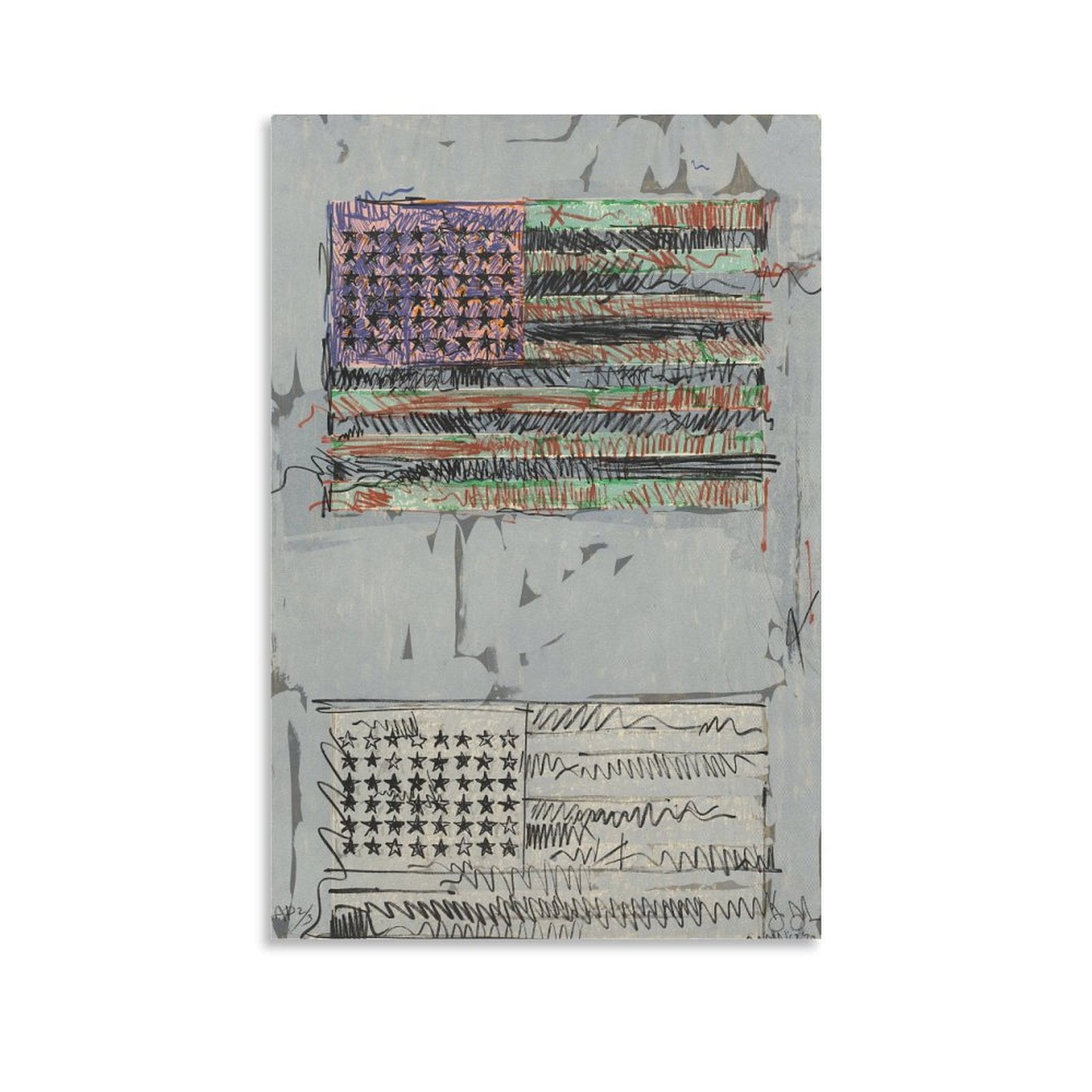 Jasper Johns Flags II Large Canvas Printing Famous Paintings Office ...