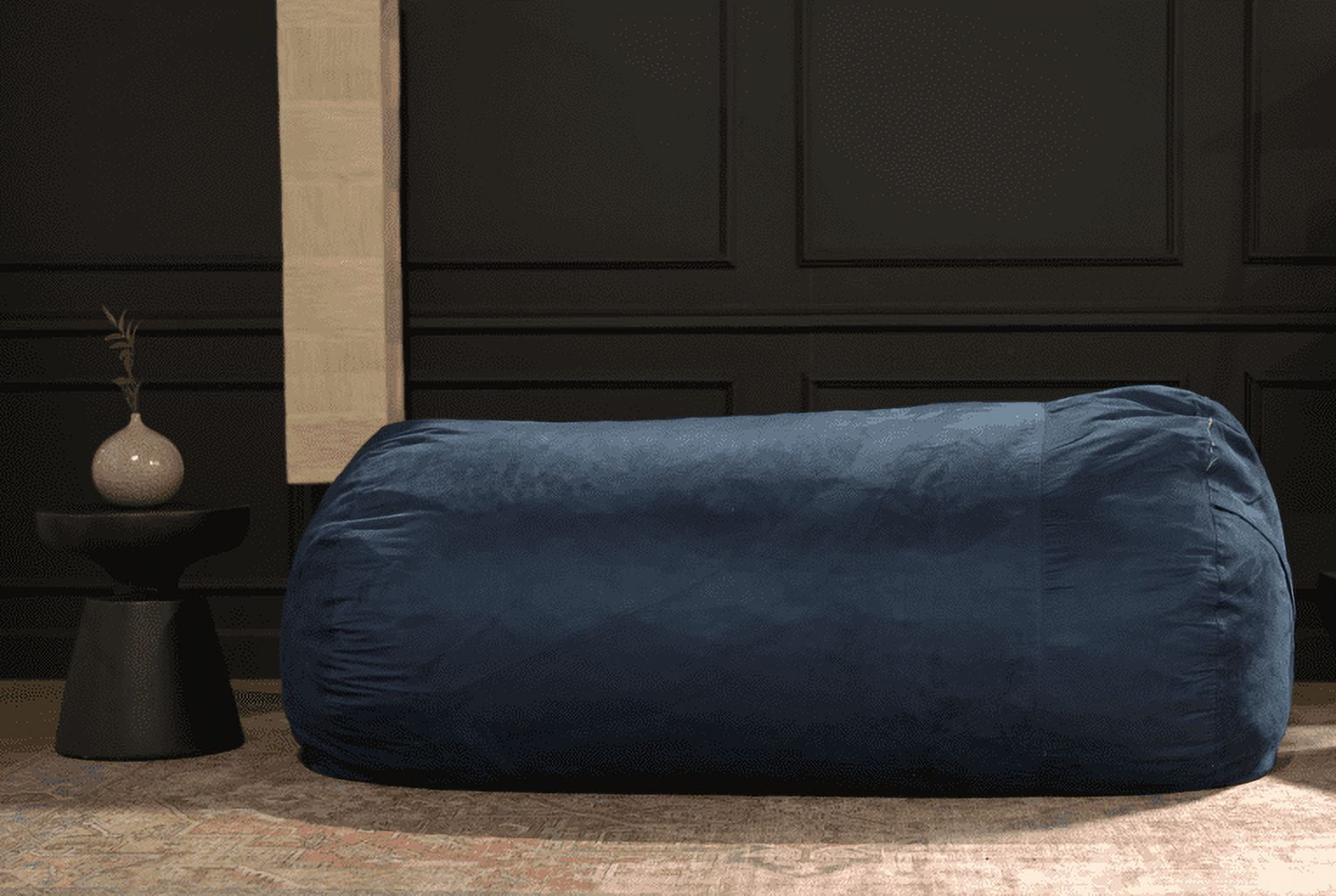 Jasper Traditional 8 Foot Cylindrical Suede Bean Bag,Blue,Blue Solid ...