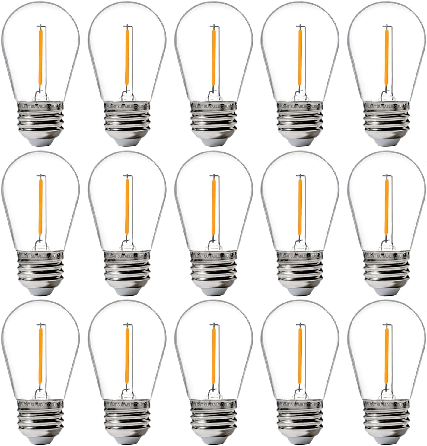 Jaspertronics™ 15-Pack Outdoor S14 LED Bulb 2200K Warm White Water & Shatterproof E26 Base for ...