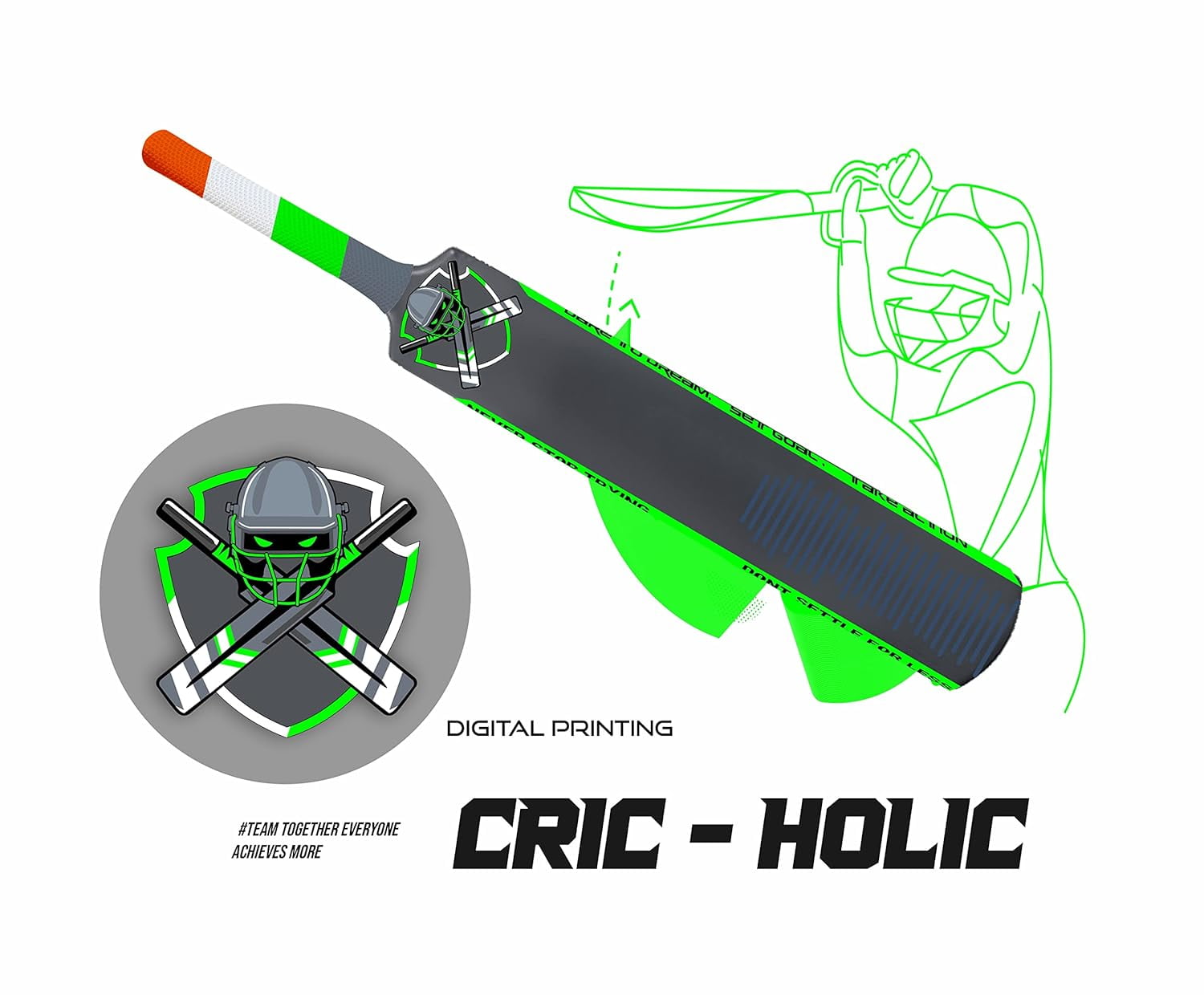 Jaspo Cric- Holic Senior Plastic Cricket Full Size Bat (34” X 4.5” Inch) For All Age Group With ...