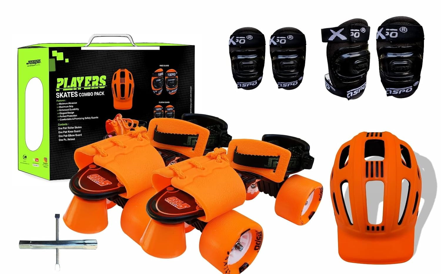 Jaspo Cruiser Senior Players Quad Adjustable Roller Skates Combo ...