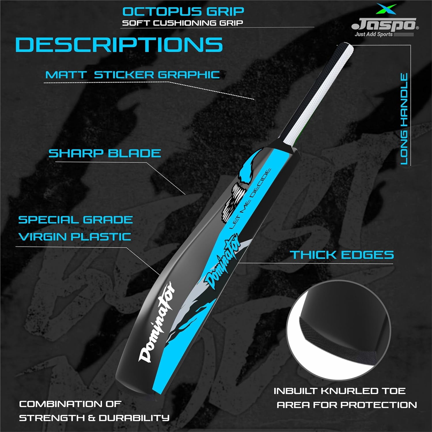 Jaspo Dominator Venom Edition 34" Inches Plastic Cricket Bat + Ball ...