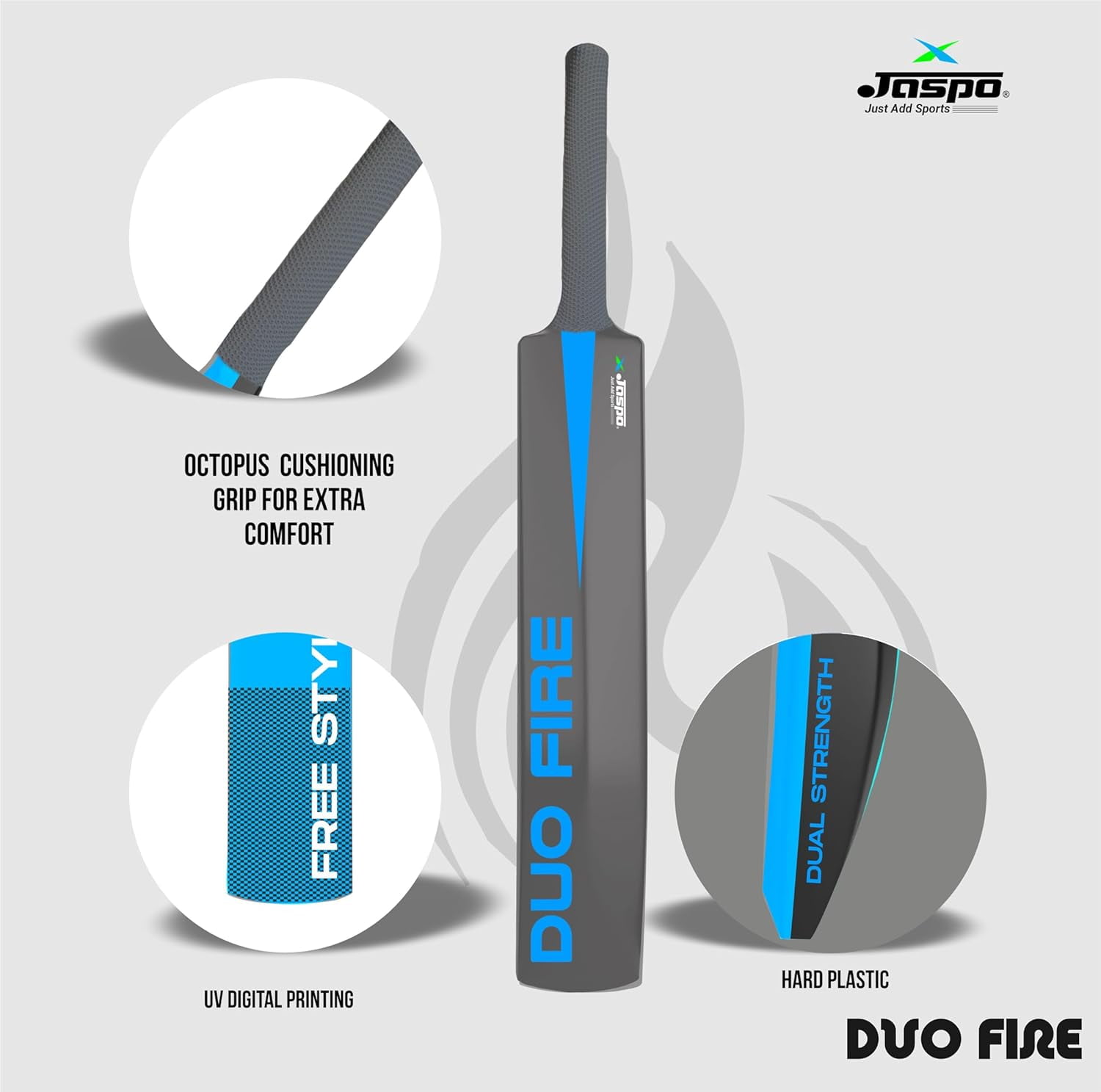 Jaspo Duo Fire Fumes Premium Hard Plastic Tennis Cricket Bat Full Size ...