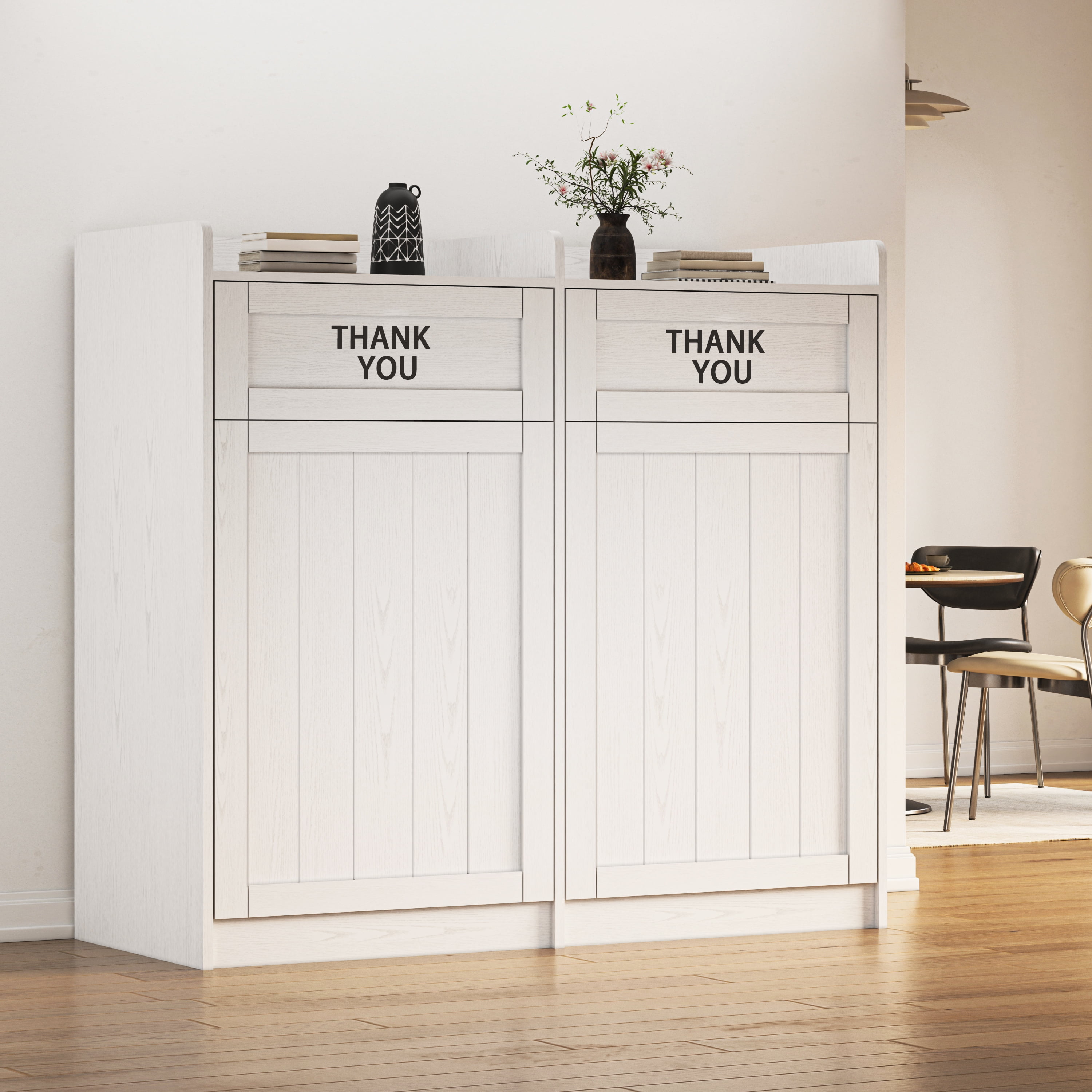 JassmiPkwy Restaurant Double-Row Trash Bin Cabinet - 40-Gallon ...