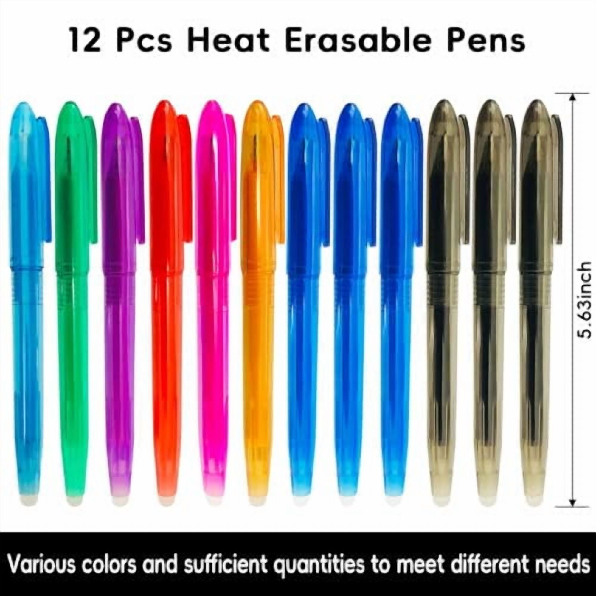 Jauisus 12 Pcs Heat Erasable Pens for Fabric, 0.5mm Heat Erasable ...