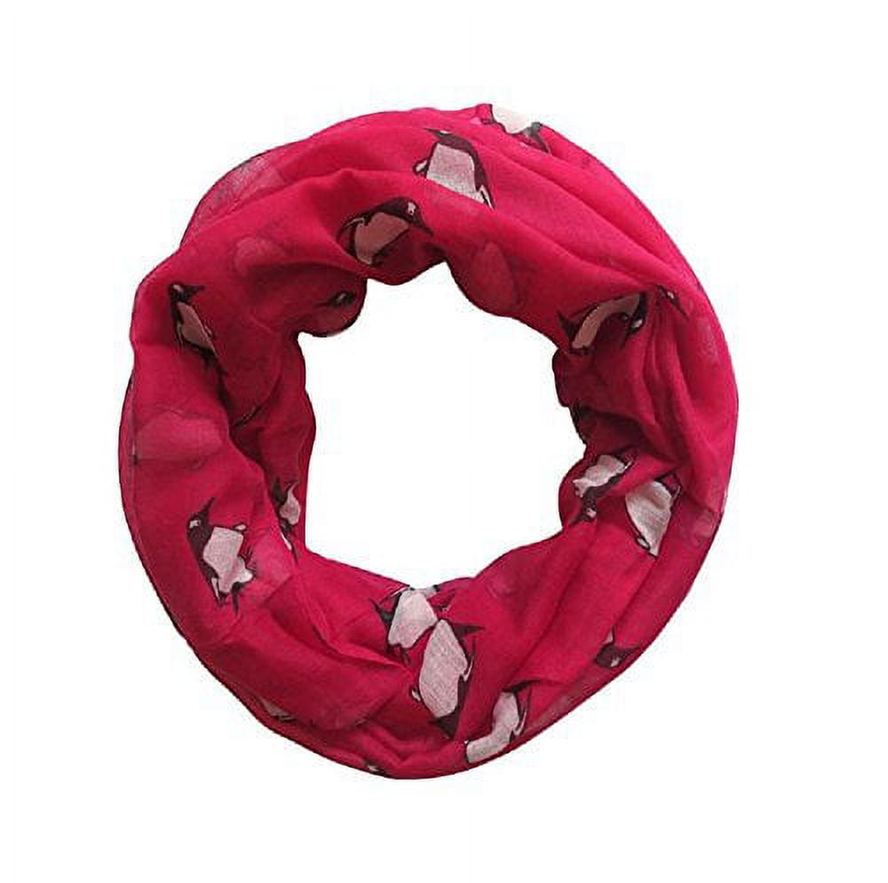 Jaunty Penguin Infinity Scarf in Gray or Bright Rose (Bright Rose ...