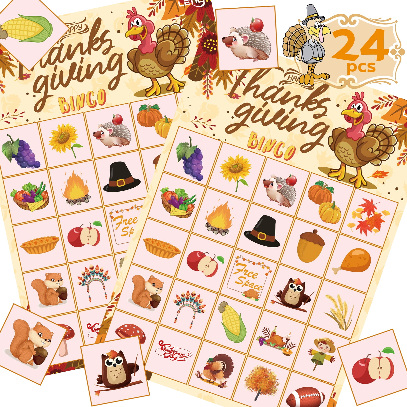 Jauntyhood Thanksgiving Bingo Game 24 Players Thanksgiving Bingo Cards ...