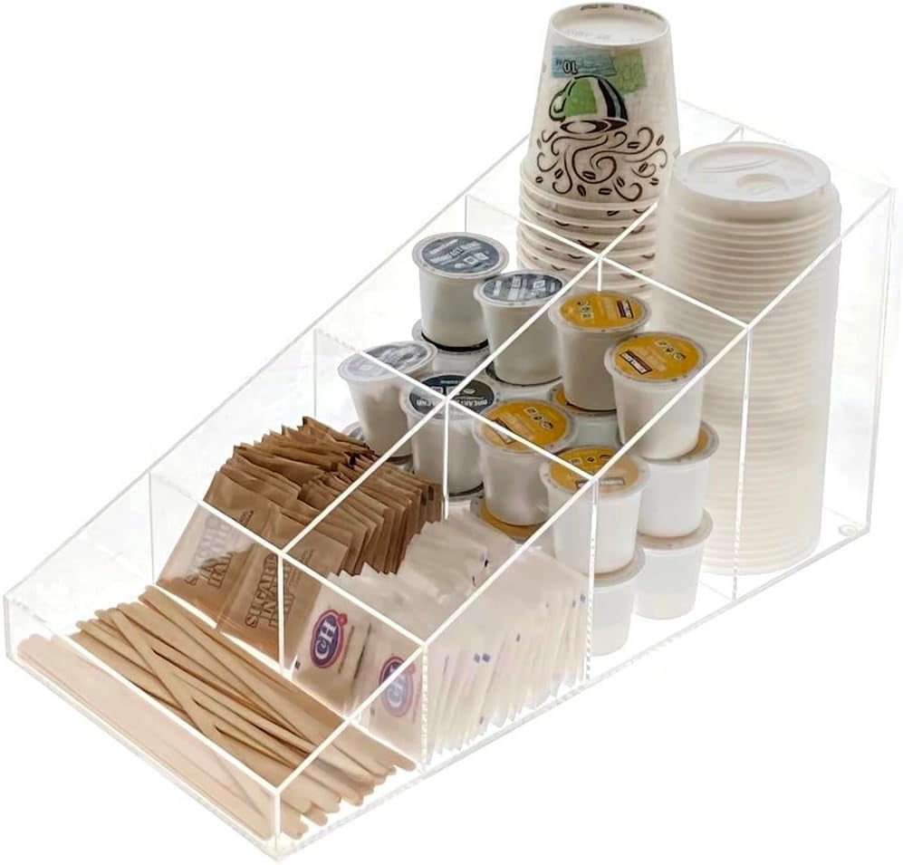 Java Breakroom Kitchen Coffee Station Organizer for Cups/Lids/Sugar/Tea ...