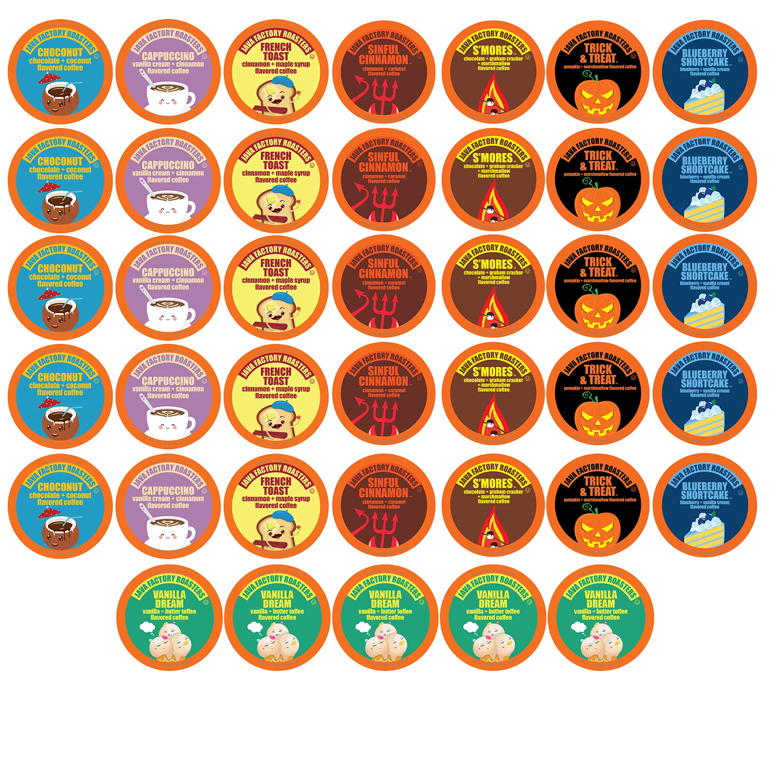 Java Factory Flavored Coffee Pods, Assorted Sampler, Variety Pack ...