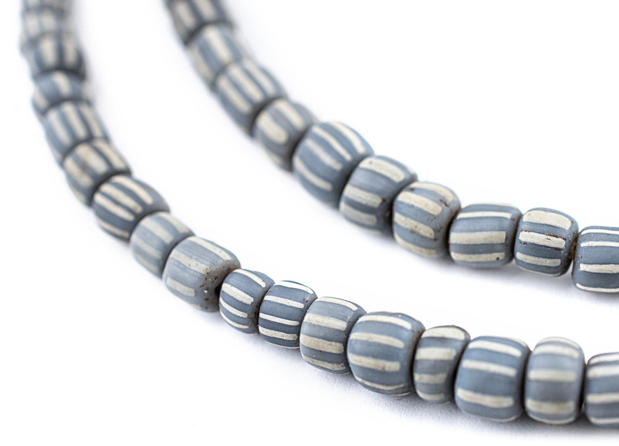 The Bead Chest Java Gooseberry Beads - Full Strand of Striped Glass ...
