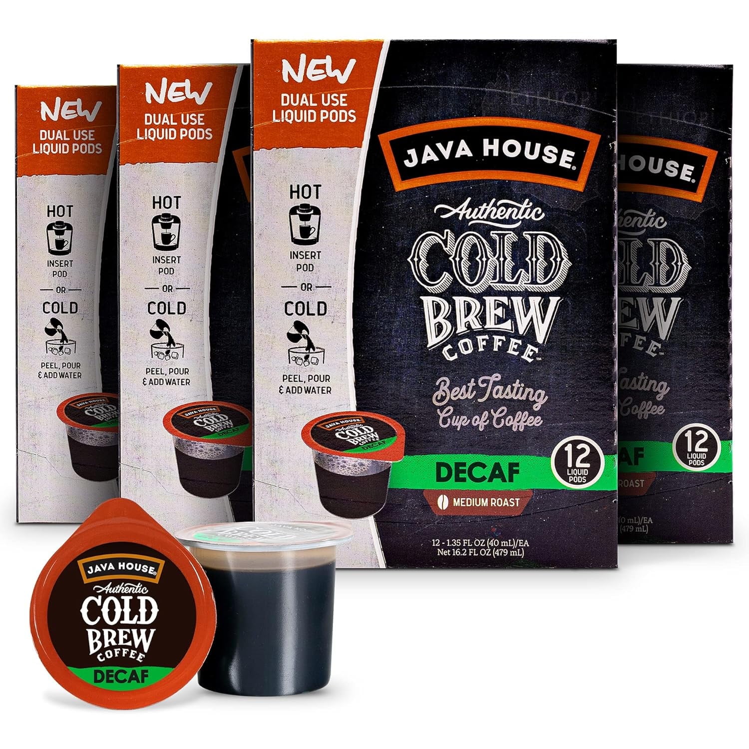 Java House Cold Brew Coffee Decaf Concentrate Single Serve Liquid Pods ...