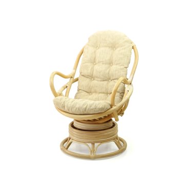 Bali Handmade Natural Rattan Wicker Swivel Rocking Chair, Colonial ...