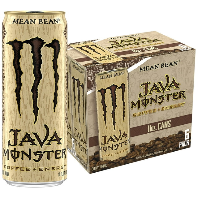 Monster Java Mean Bean Coffee + Energy Blend, 6 Pack, 11 fl oz ...