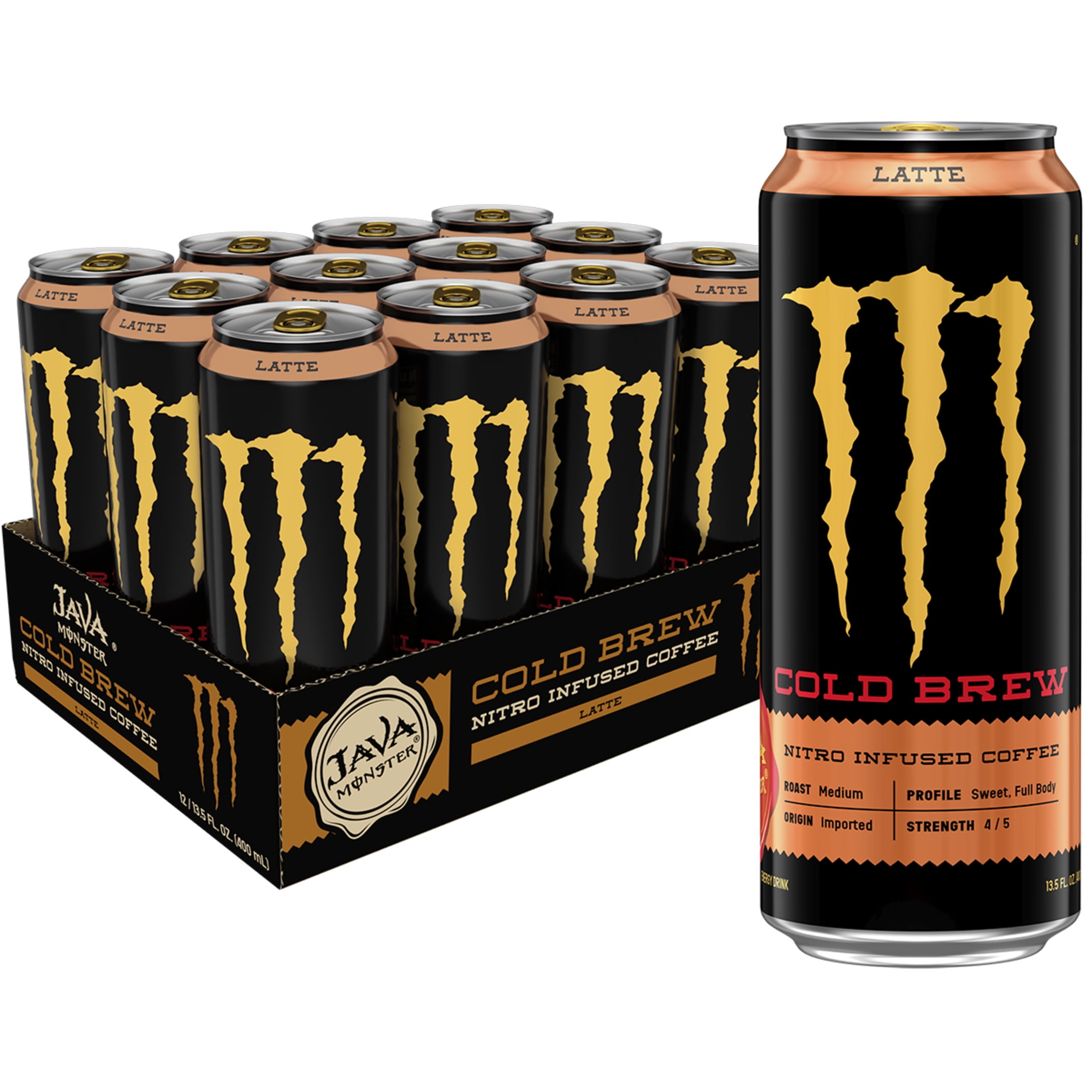 Java Monster Nitro Cold Brew Latte, Coffee + Energy Drink, 13.5 fl oz ...