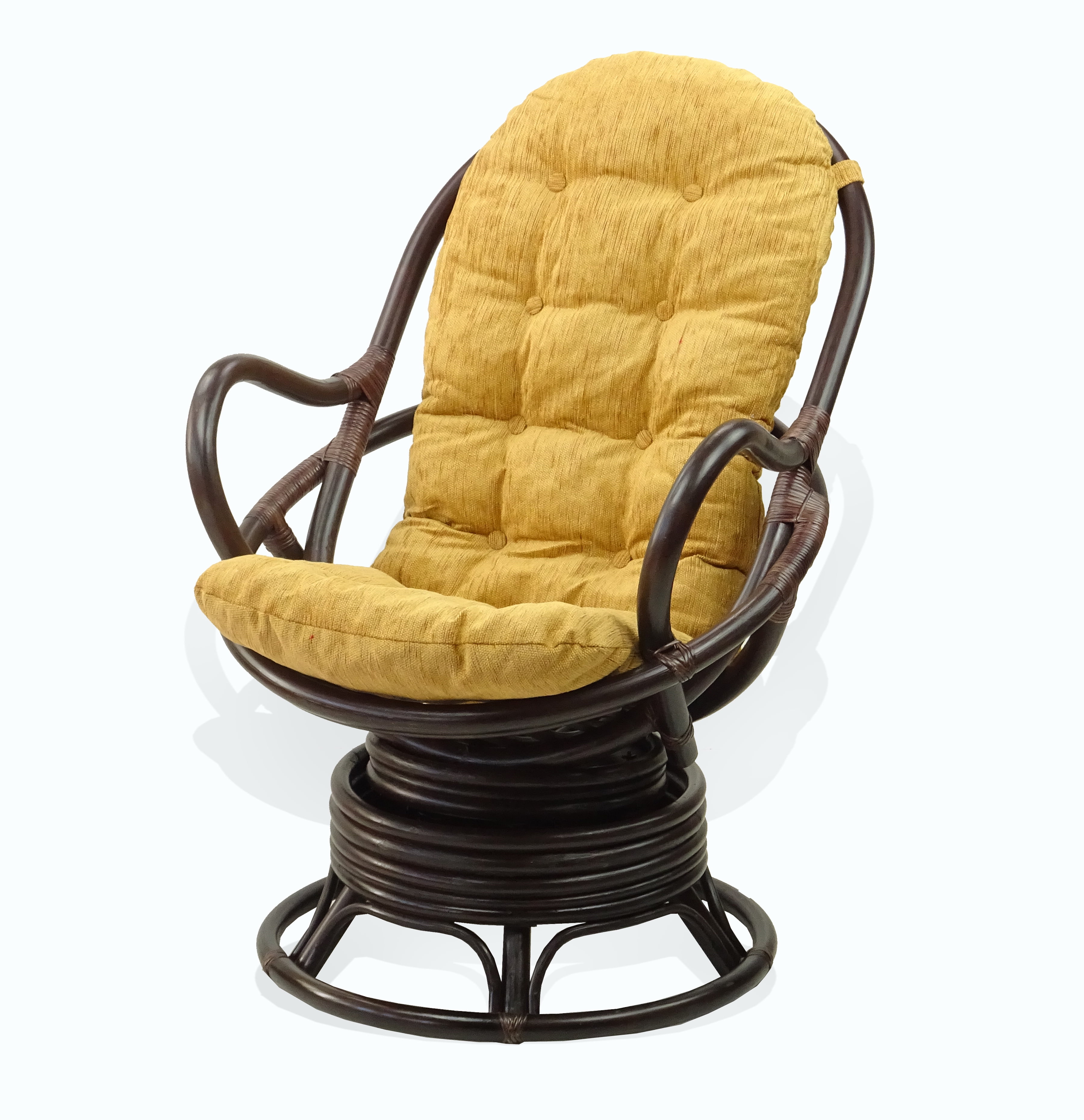 Java Natural Rattan Wicker Swivel Rocking Lounge Chair with Light Brown ...