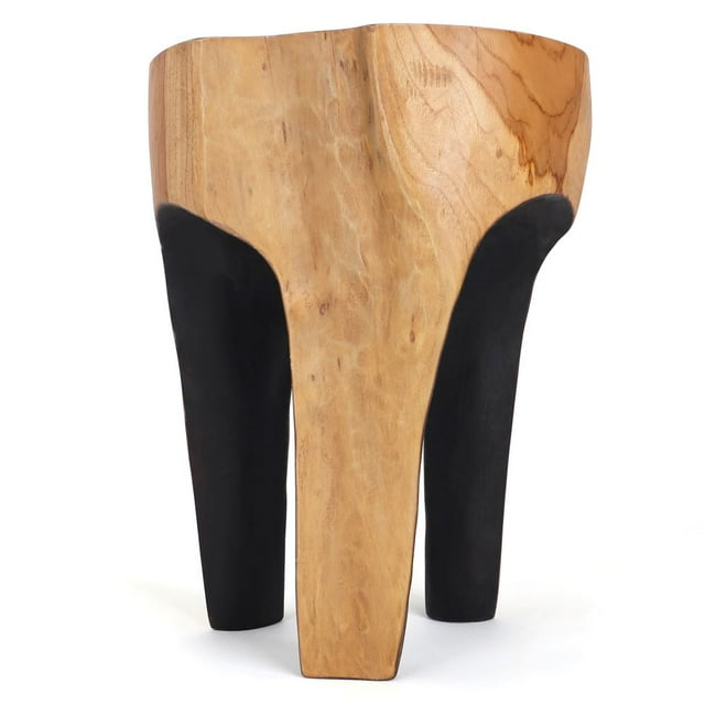 Rutledge & King Java Teak Root Stool - Boho Teak Accent Table - Black - Walmart.com