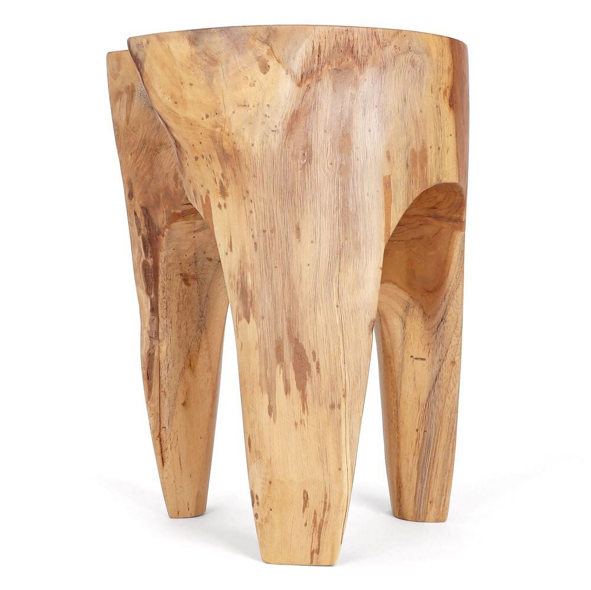 Rutledge & King Java Teak Root Stool - Boho Teak Accent Table - Natural - Walmart.com