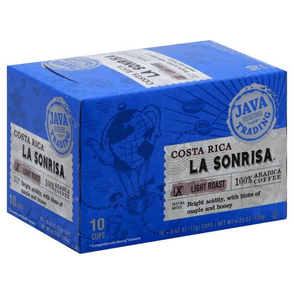 Java Trading Costa Rica La Sonrisa Light Roast Keurig Coffee Pods, 10 ...