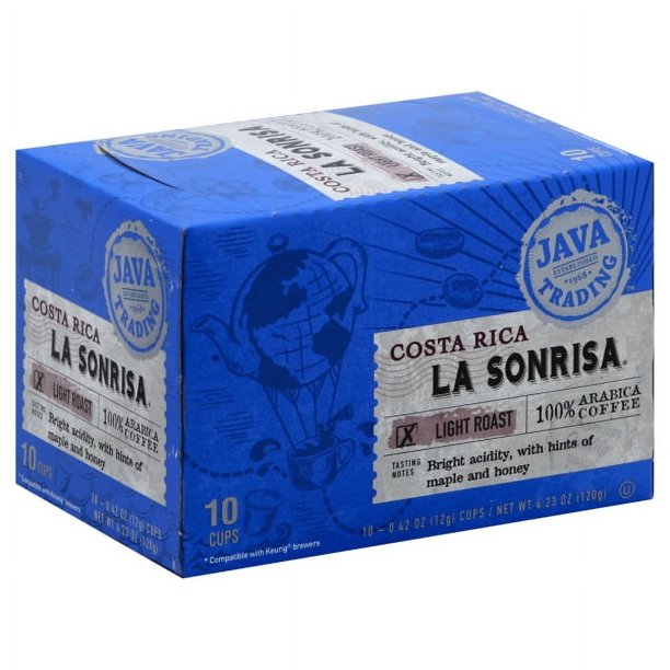 Java Trading Costa Rica La Sonrisa Light Roast Keurig Coffee Pods, 10 ...