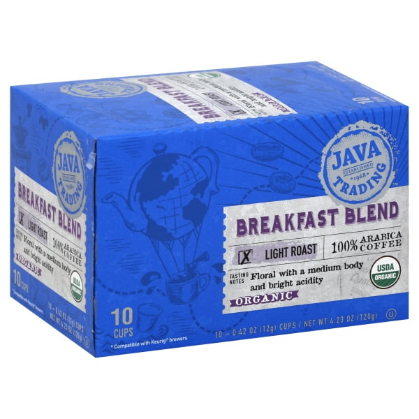 Java Trading Organic Breakfast Blend Light Roast Keurig Coffee Pods, 10 ...