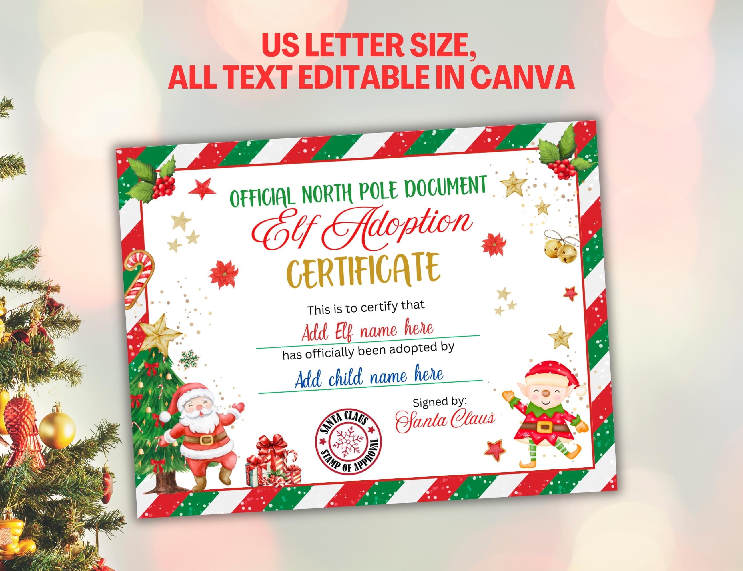 JavaC Adoption Certificate Editable Christmas Certificate For Adoption, Adoption Certificate ...
