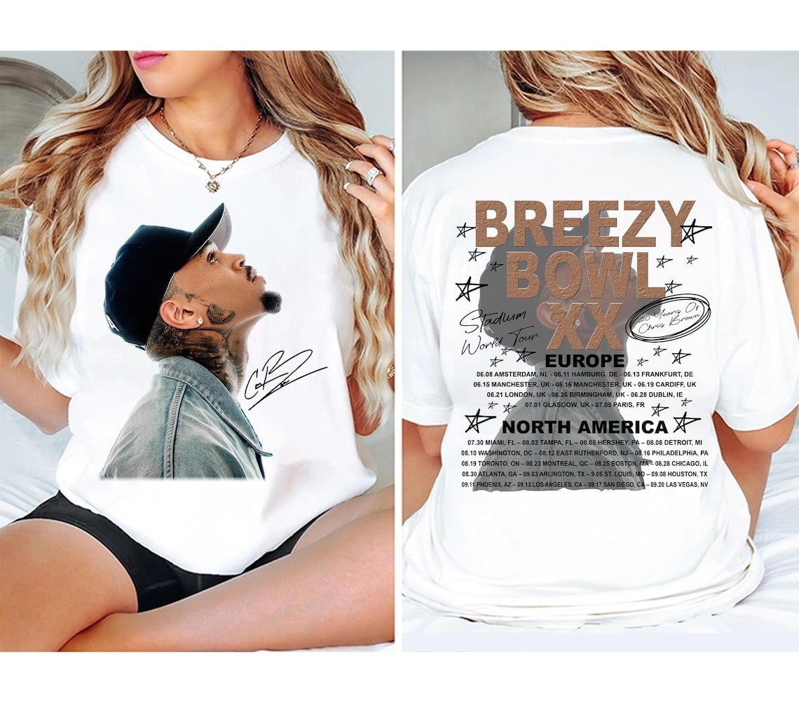 JavaC Chris Brown Breezy Bowl XX Tour 2025 T-Shirt, Chris Brown 2025 Concert, Chris Brown Fan ...