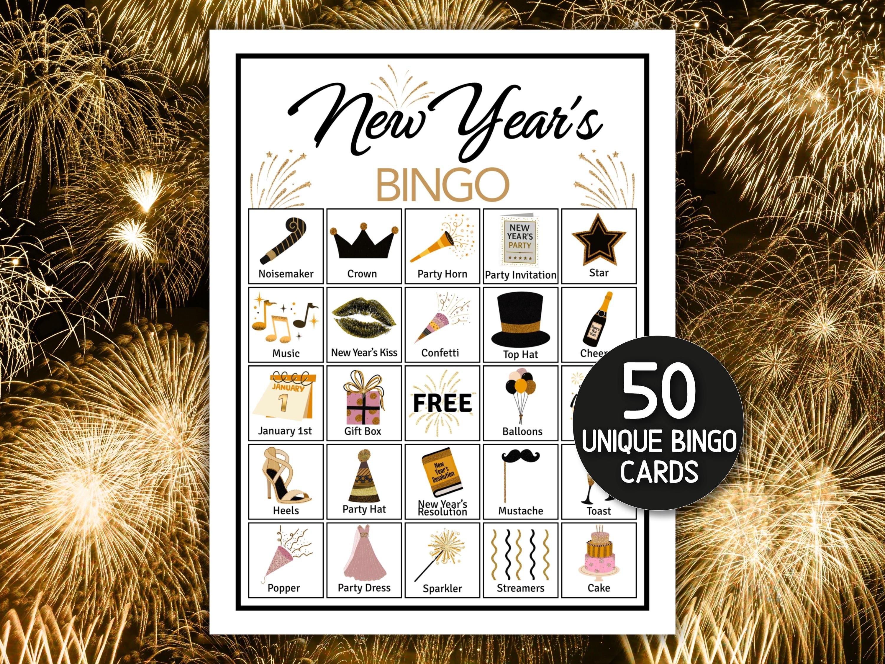 JavaC New Years Eve Party Bingo 50 Cards Download Nye Bingo Happy New ...