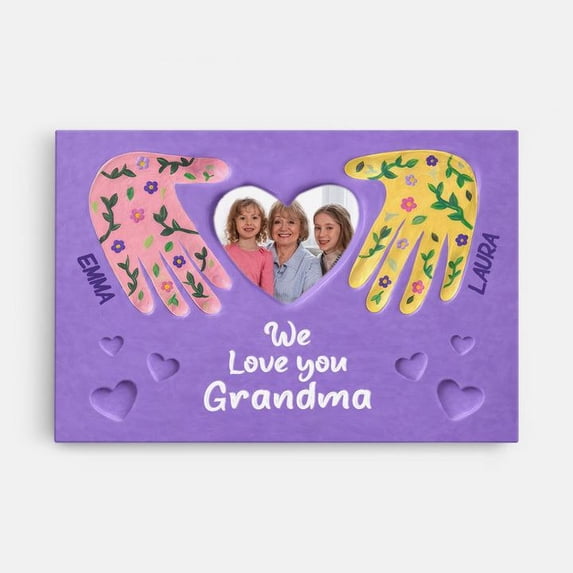 JavaC Personalized Handprint Photo Poster, Custom Grandma , Wall Art ...