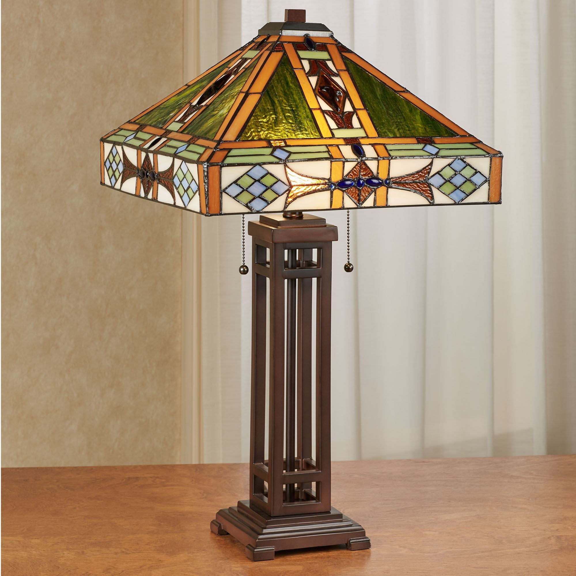 Javier Stained Glass Table Lamp - Bronze - Handcrafted - Mission Style ...
