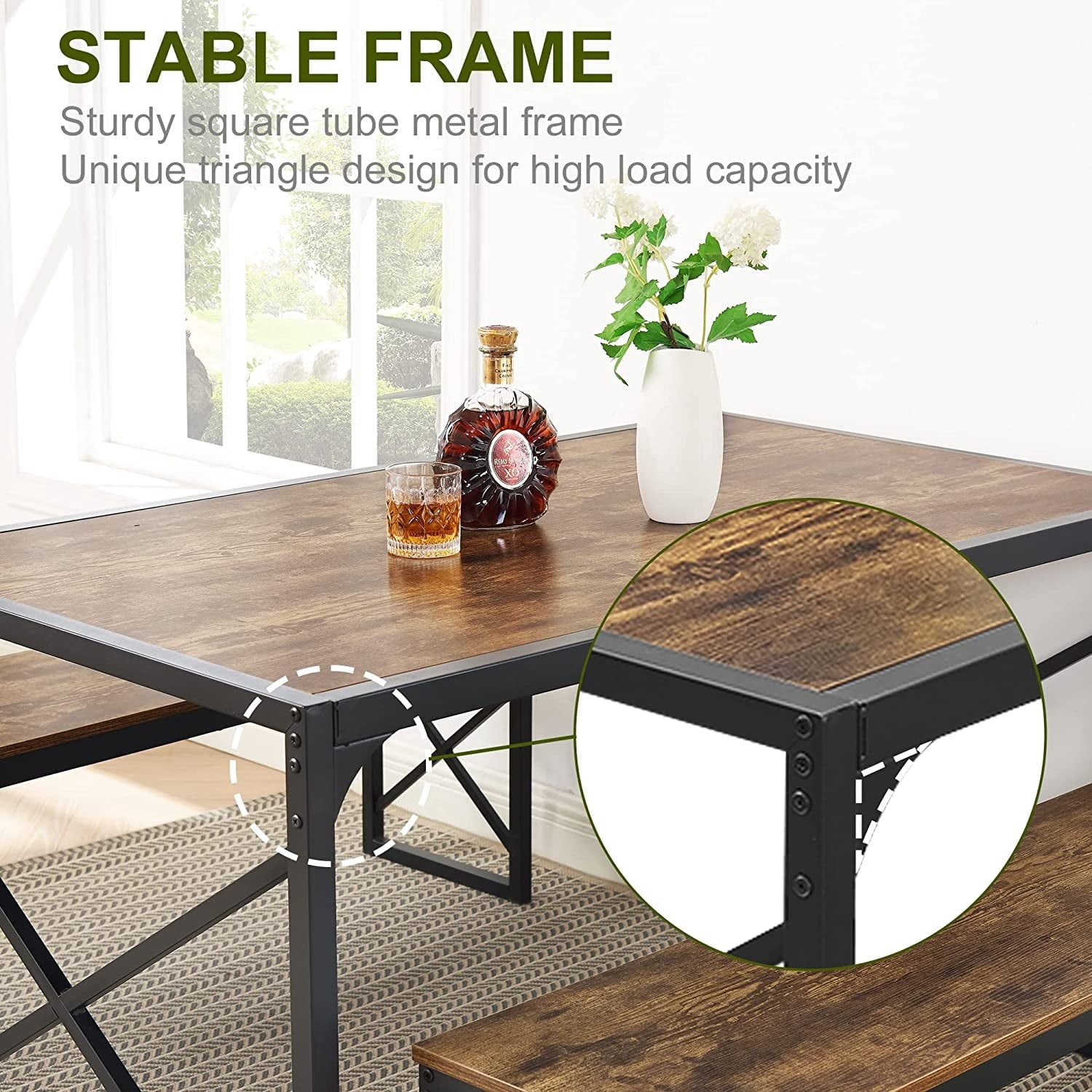 Javlergo 3-Piece Dining Table Set, 43"/55" Modern Wood Table Top Dining ...