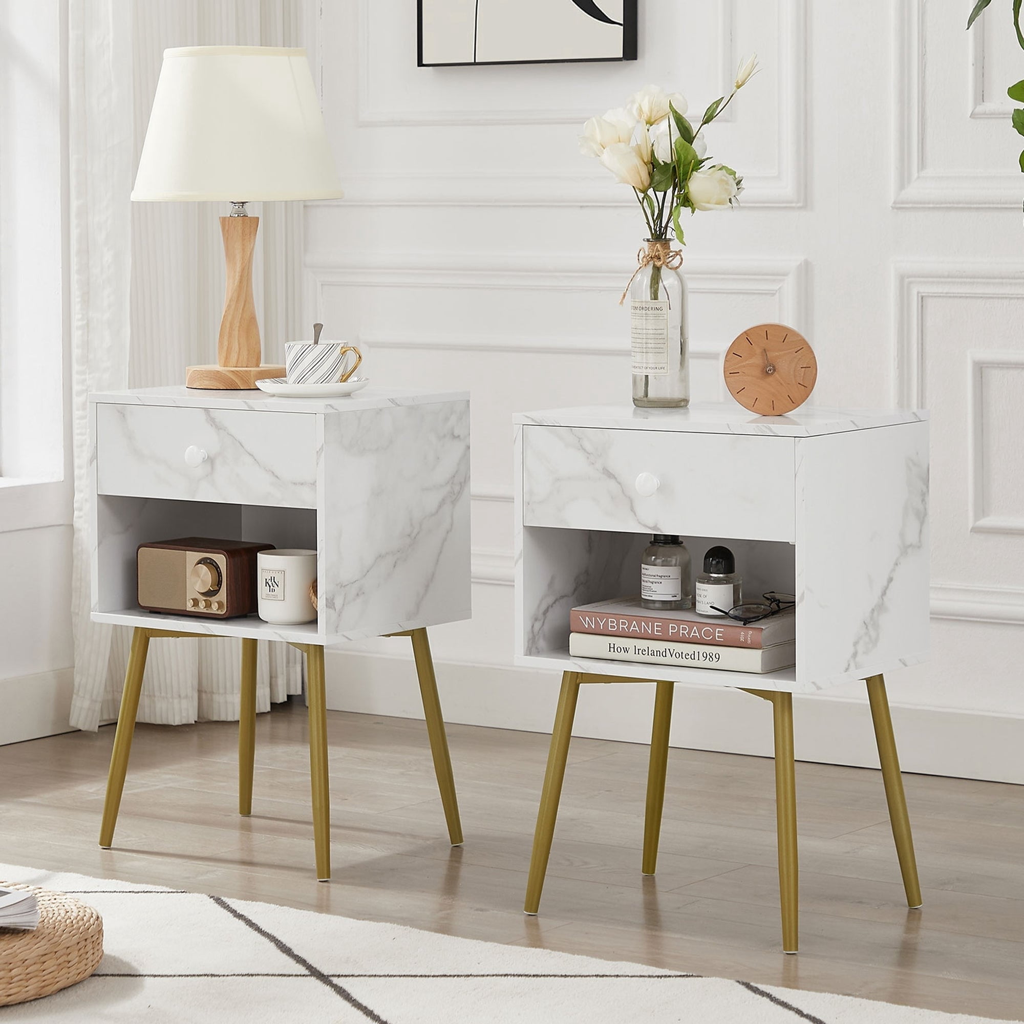 Javlergo Mid-century Modern Nightstand Set of 2 for Bedroom with ...