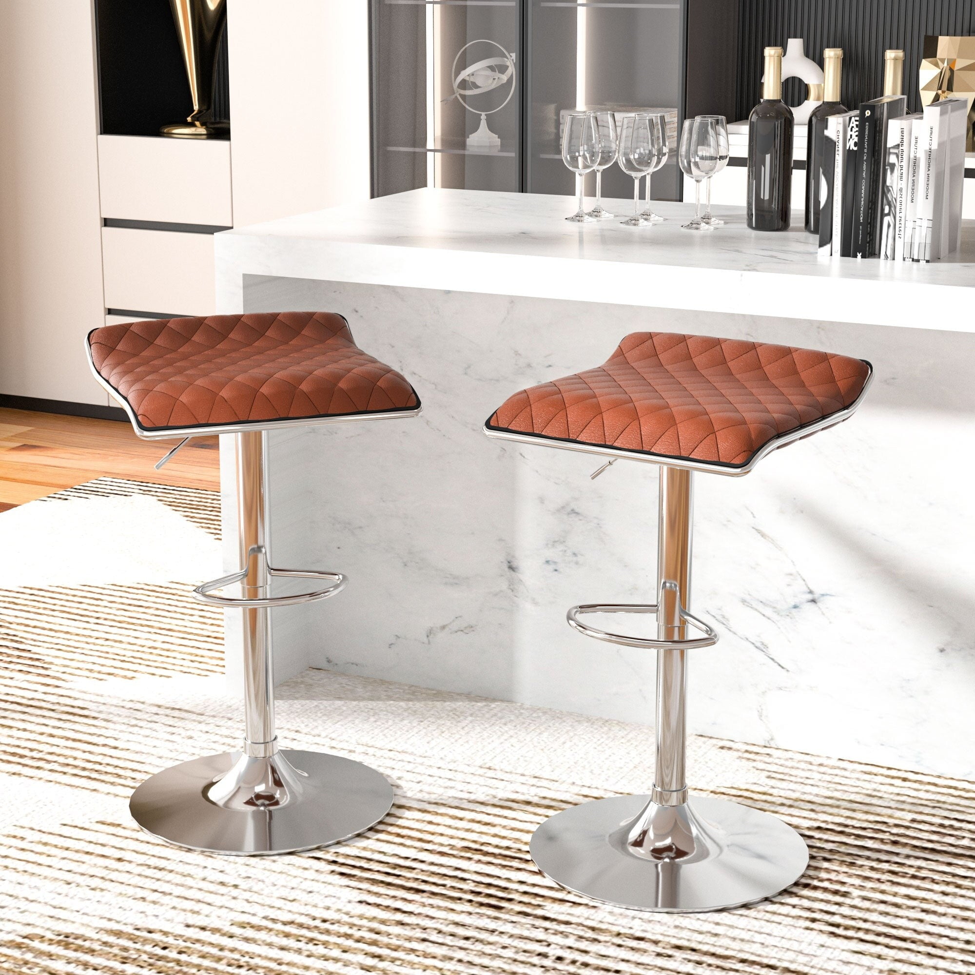 Javlergo Set of 2 Bar Stools Adjustable Swivel Counter Height Bar Chair ...
