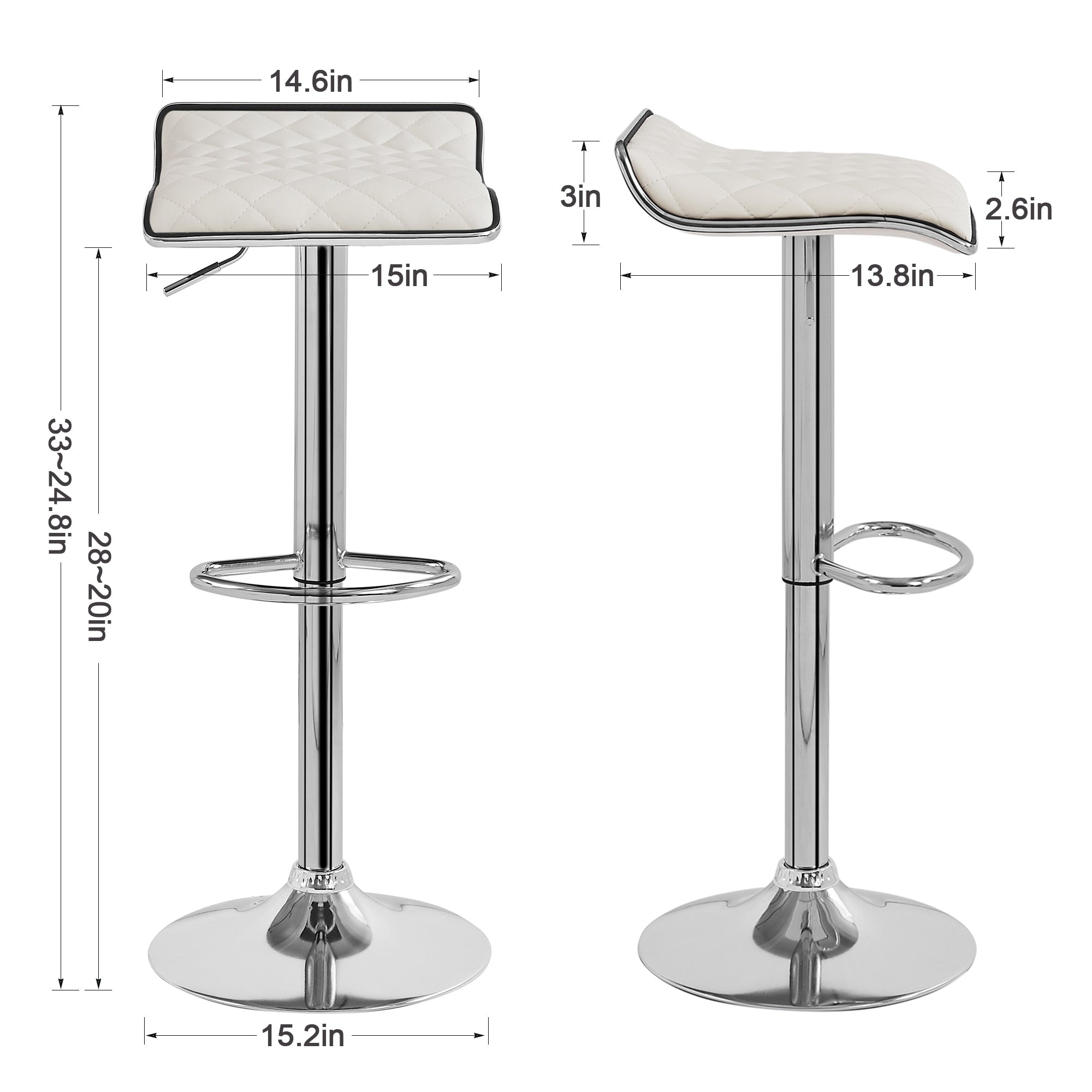 Javlergo Set of 2 Bar Stools Adjustable Swivel Counter Height Bar Chair ...