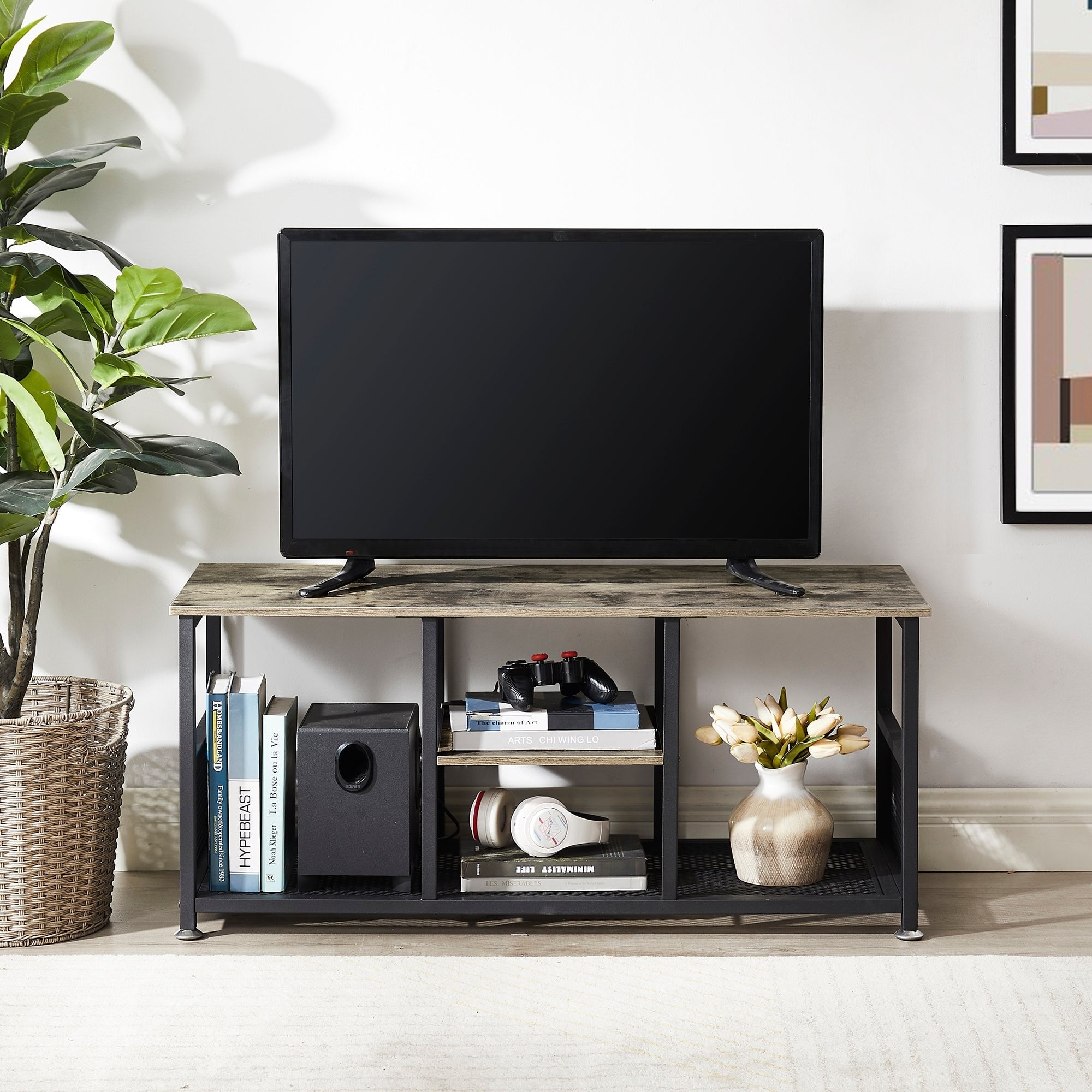 Javlergo TV Stand Industrial Entertainment Center Media Console Table ...