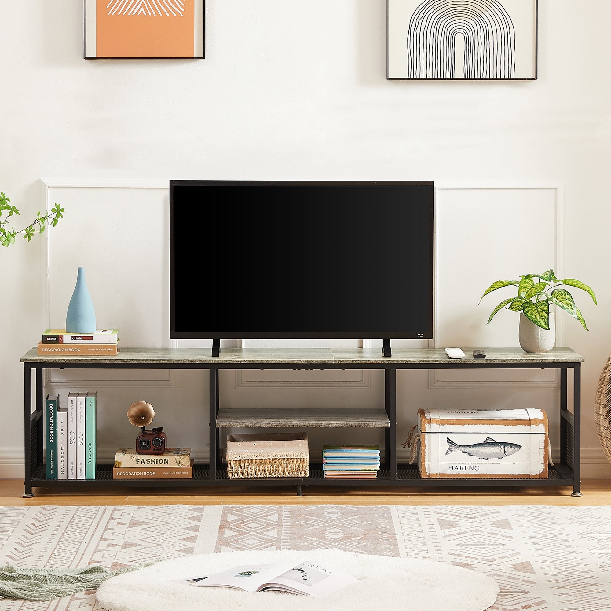Javlergo TV Stand Industrial Entertainment Center Media Console Table ...