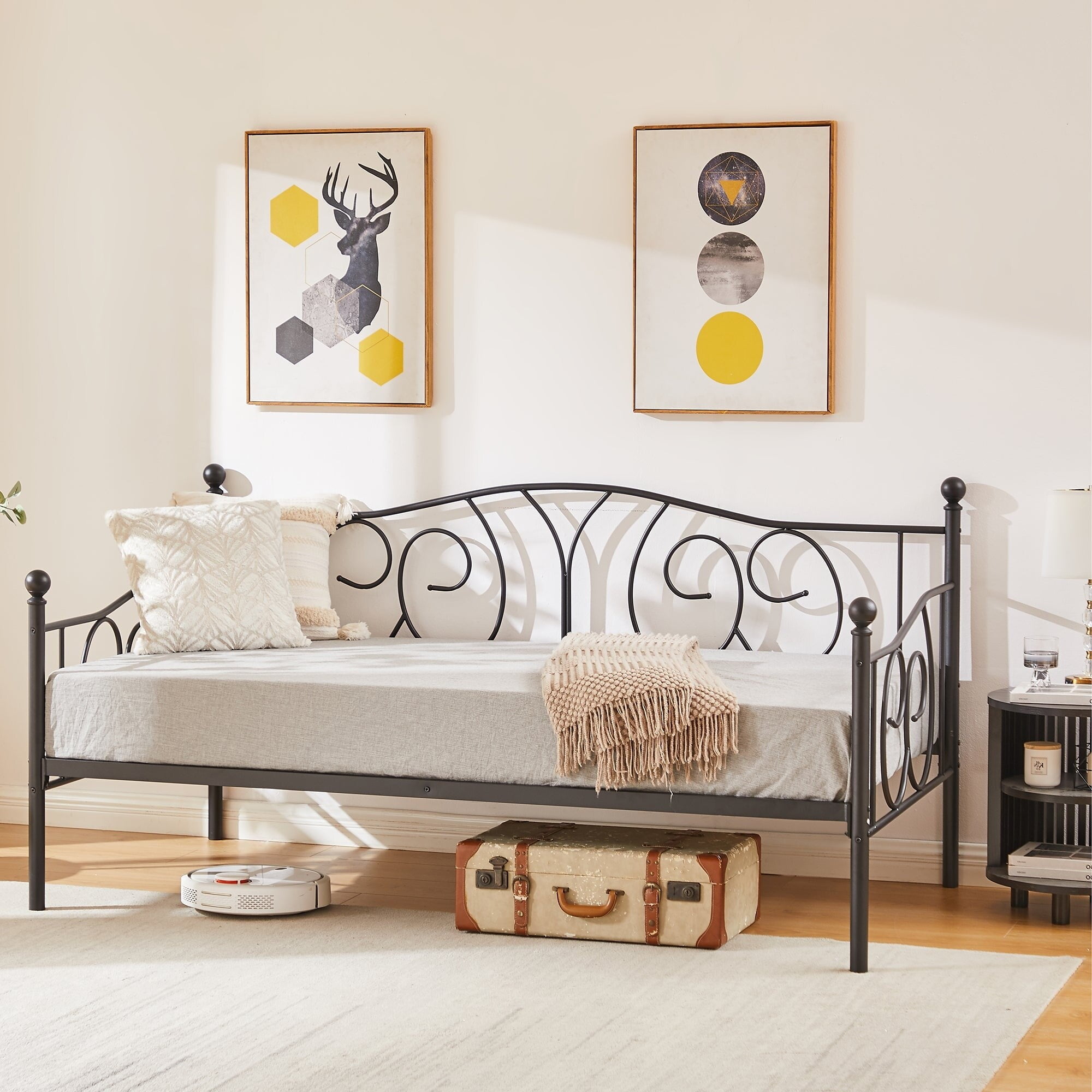 Javlergo Twin Metal Daybed Frame with Slats, Classic Mattress ...