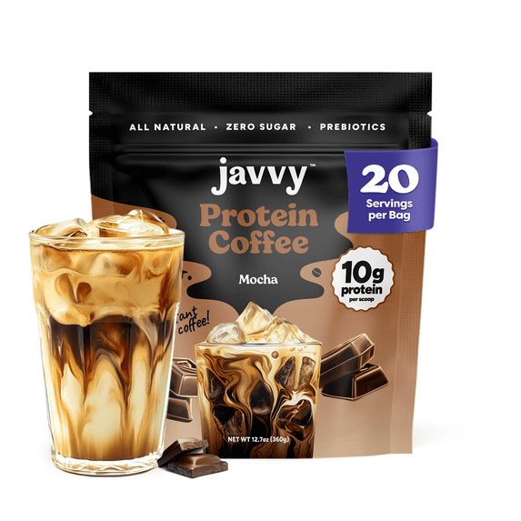 Javvy Mocha Protein Coffee, Whey Protein Drink, Iced Arabica Coffee, 20 ...