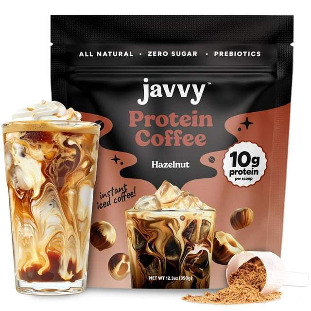 Javy Hazelnut Protein Coffee - Premium Whey Protein & Instant Iced Coffee - Zero Artificial ...