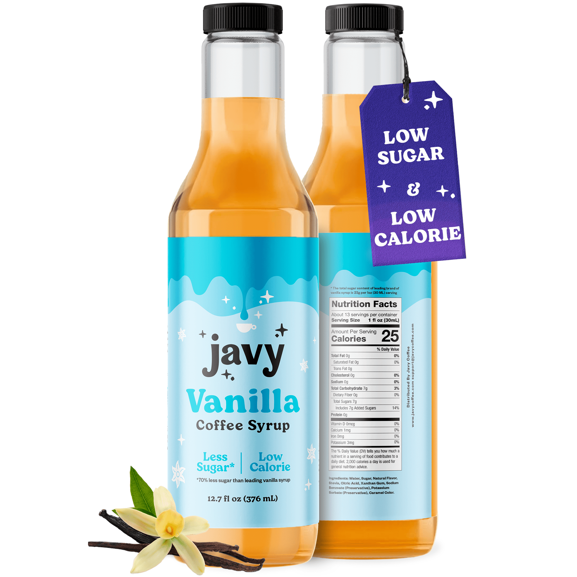 Javy Premium Vanilla Coffee Syrup, Low Calorie ? Low Sugar, Coffee ...