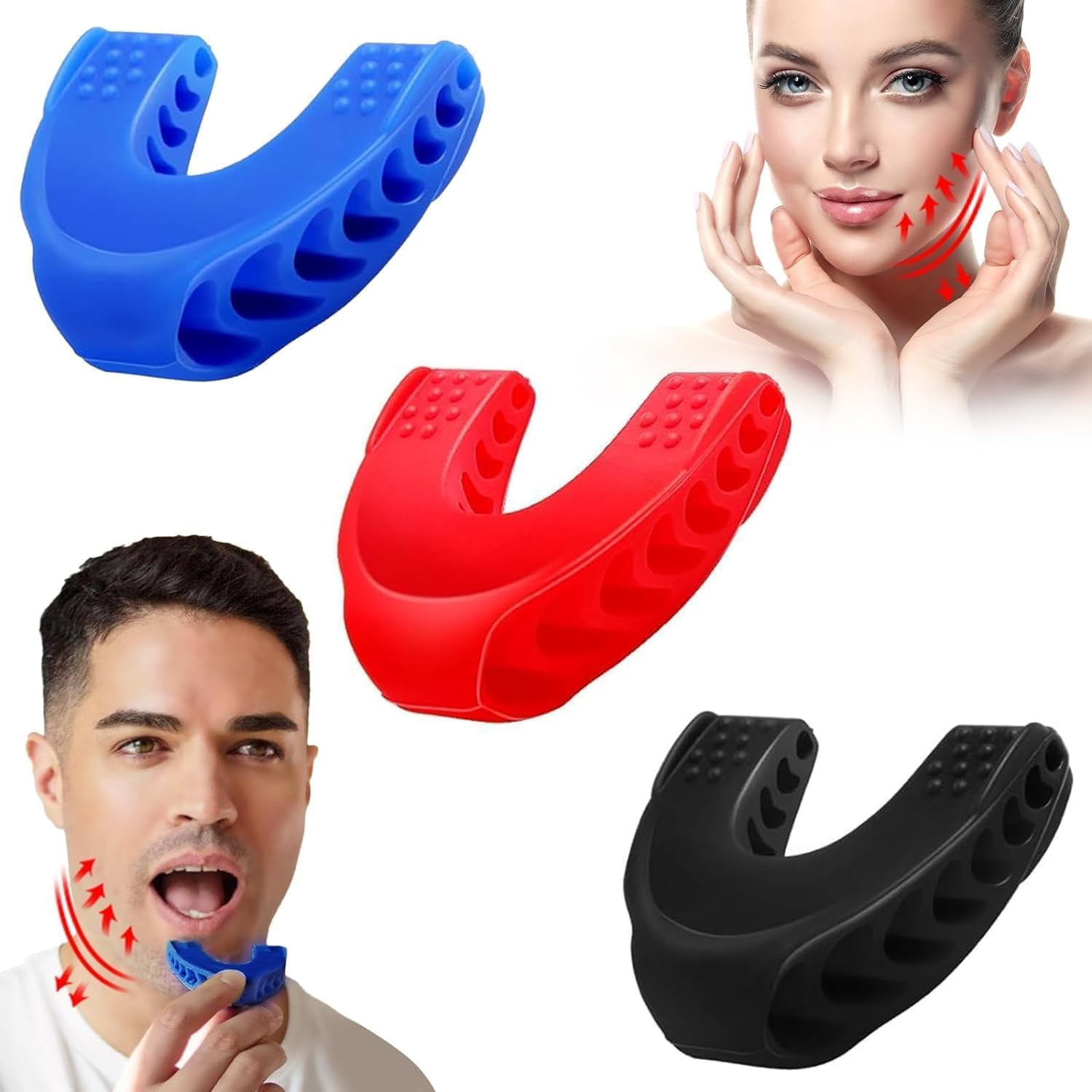 Jaw Exerciser, 3 PCS Jawline Shaper, 3 Resistance Levels Silicone ...