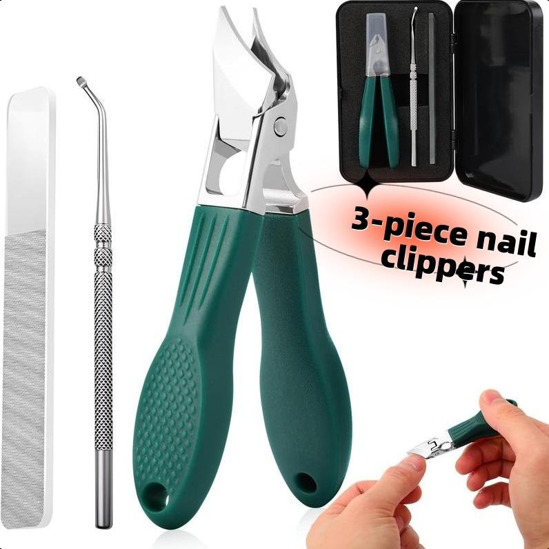 Jaw Opening Anti-Splash Slanted Nail Clipper,Edge Nail Clippers 3-Piece ...