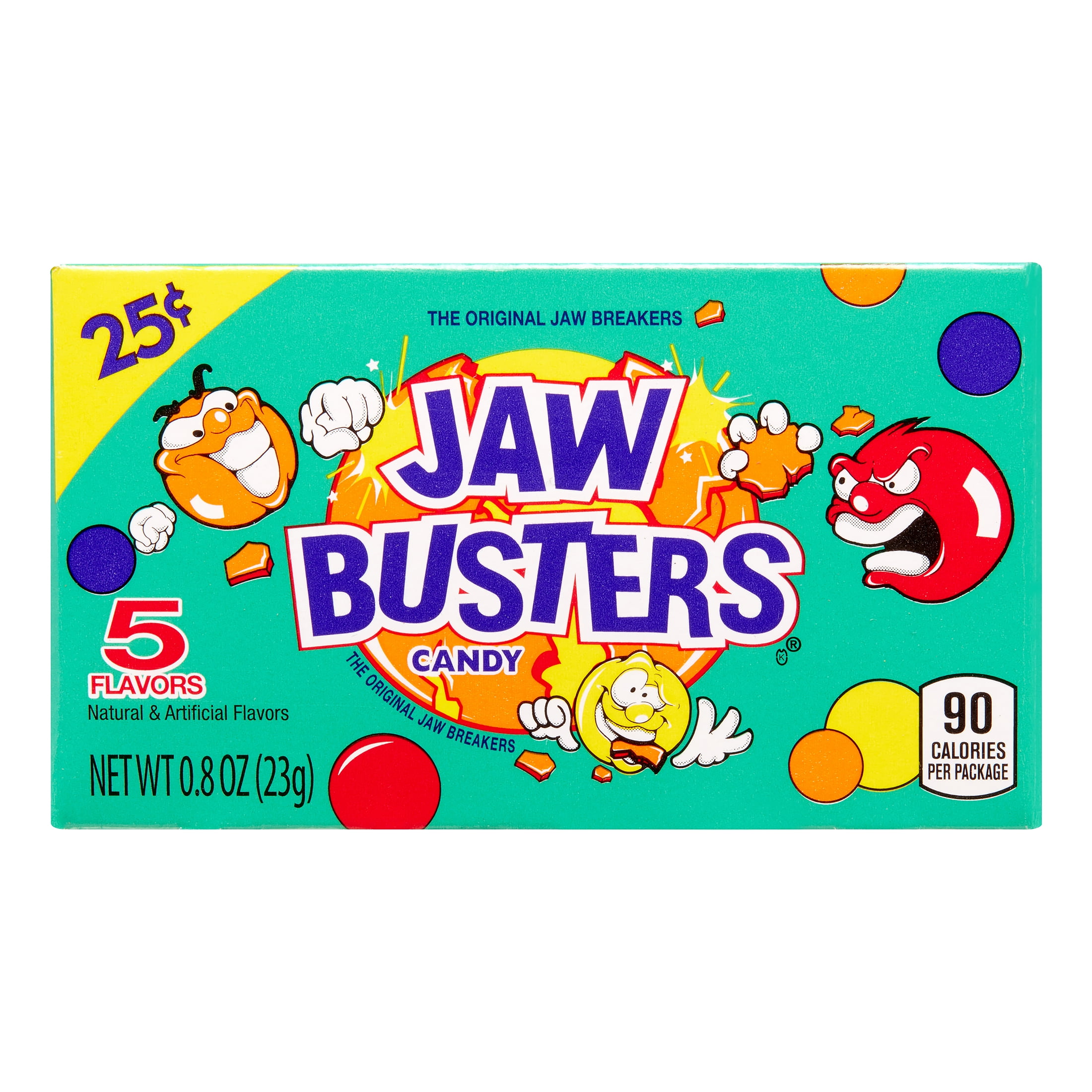 Jawbuster Jawbusters, Assorted Fruit Flavors, 0.8 Ounce Box, 24 Count ...