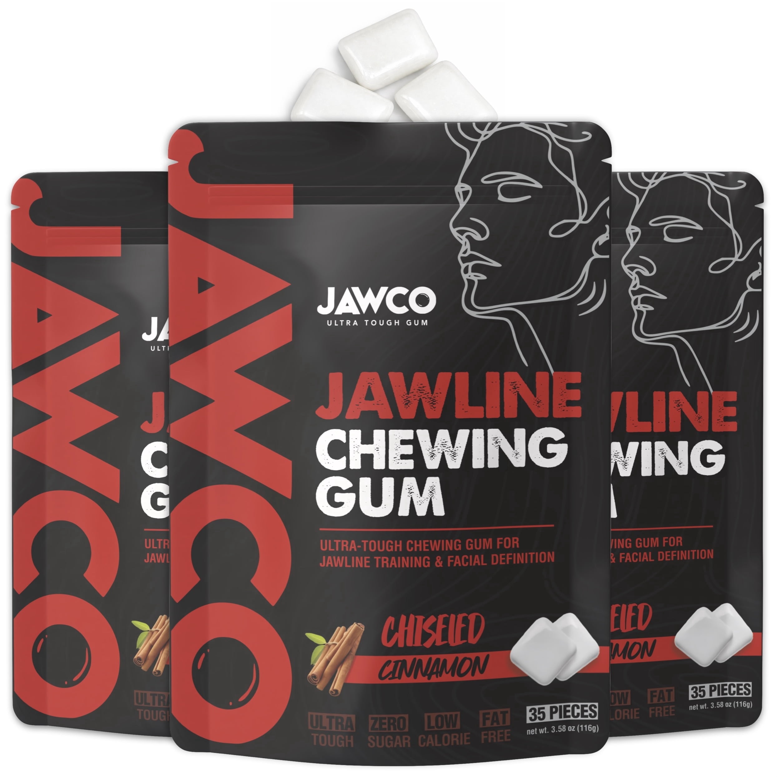 JAWCO Ultra-Tough Jawline Chewing Gum | Cinnamon Facial Fitness Hard ...