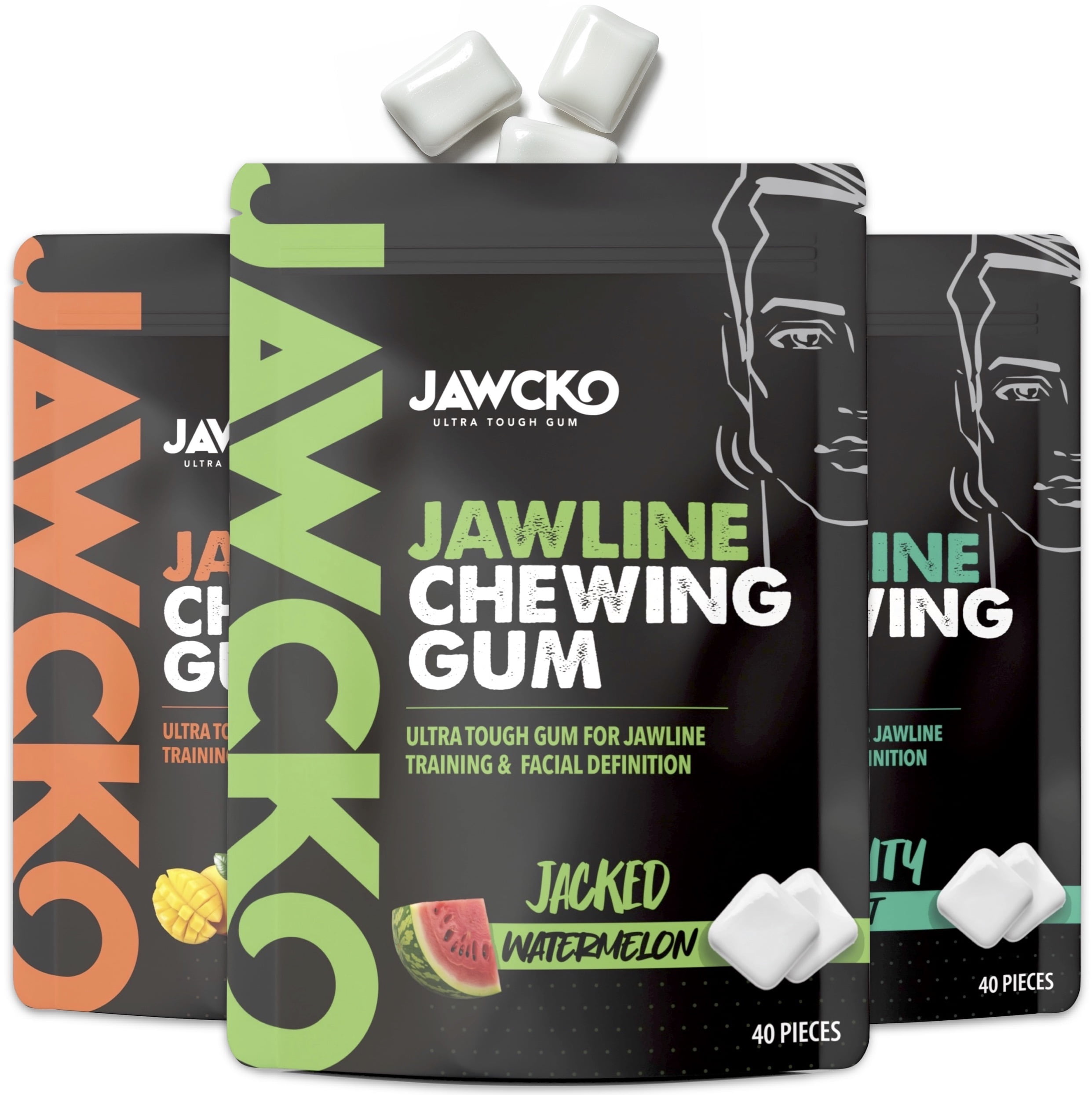 Jawcko Ultra-Tough Jawline Chewing Gum Variety 3-Pack | Facial Fitness ...