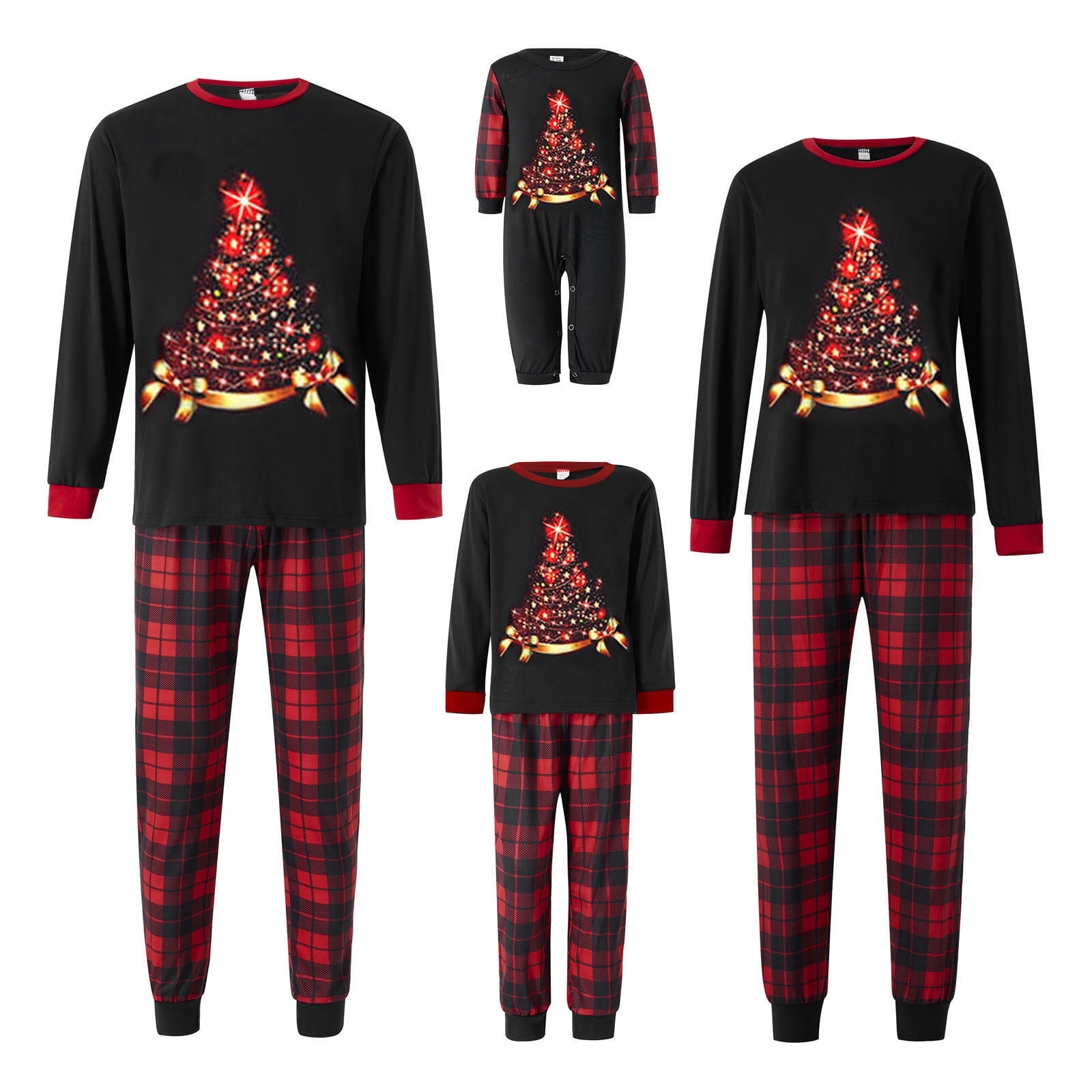 Jaweiwi Christmas Family Pajamas Matching Set Elk Print Long Sleeve ...