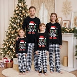 Jaweiwi Family Matching Christmas Pajamas Set Letter Print Tops Plaid ...